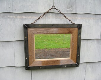 Rustic Industrial Mirror Frame Reclaimed Barn Wood & Raw - Etsy
