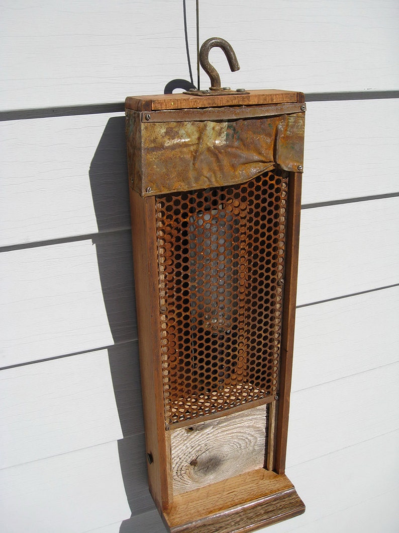 SOLD Industrial Rustic Primitive Rusty Lamp Lantern Sconce Night Light ...