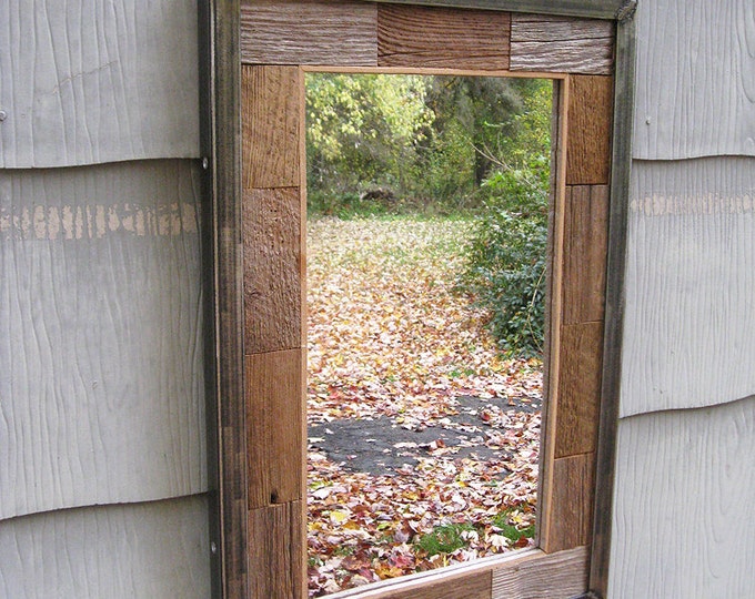 Rustic Industrial Mirror Frame Reclaimed Barn Wood & Raw - Etsy