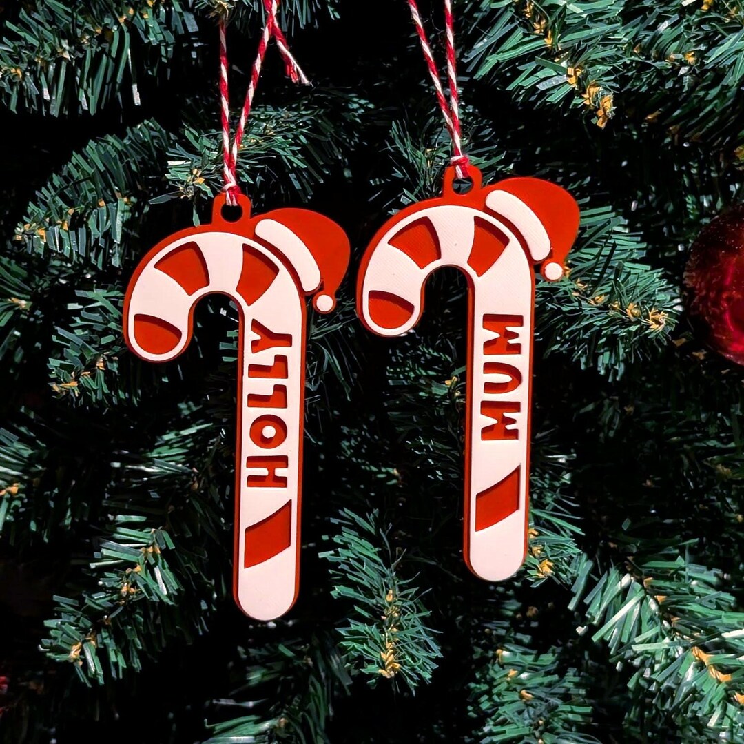 Personalised Candy Cane Christmas Name Ornament | 3D Printed - Etsy ...