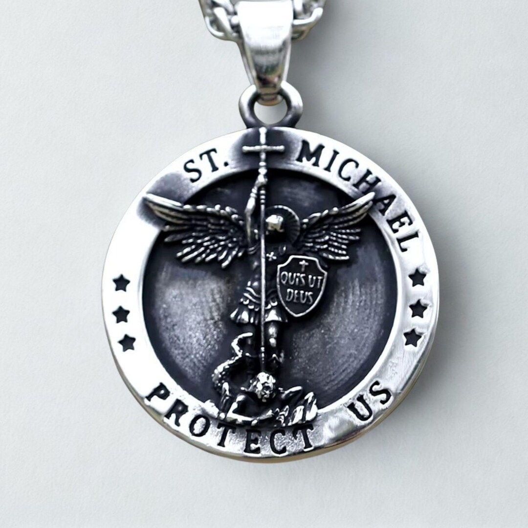 St Michael Archangel Medallion Necklace – Saint Michael Pendant ...