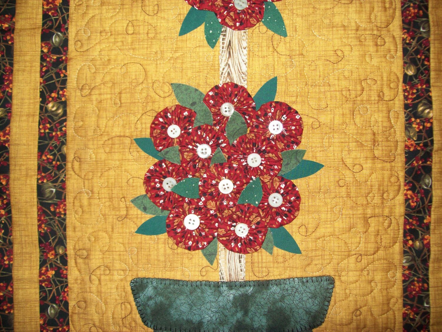 Fall Quilt Yo-yo Topiary Wall Hanging 17 X 25 1/2 - Etsy
