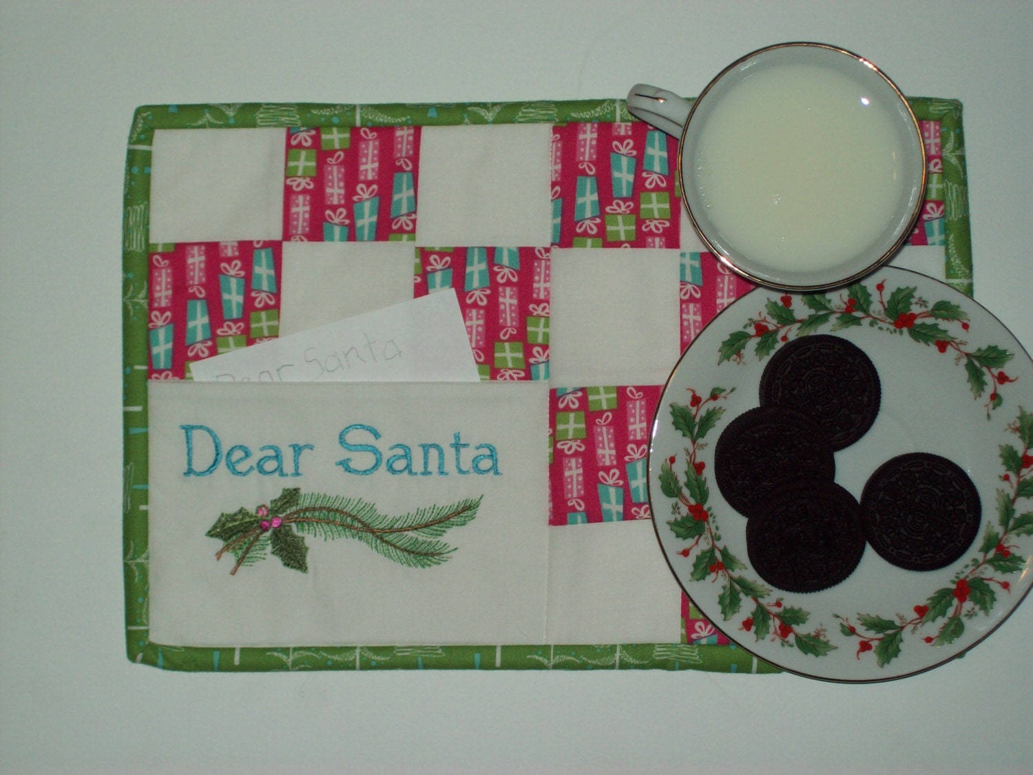 SANTA PLACEMAT PATTERN Dear Santa Milk Cookie Placemat Mug Rug - Etsy