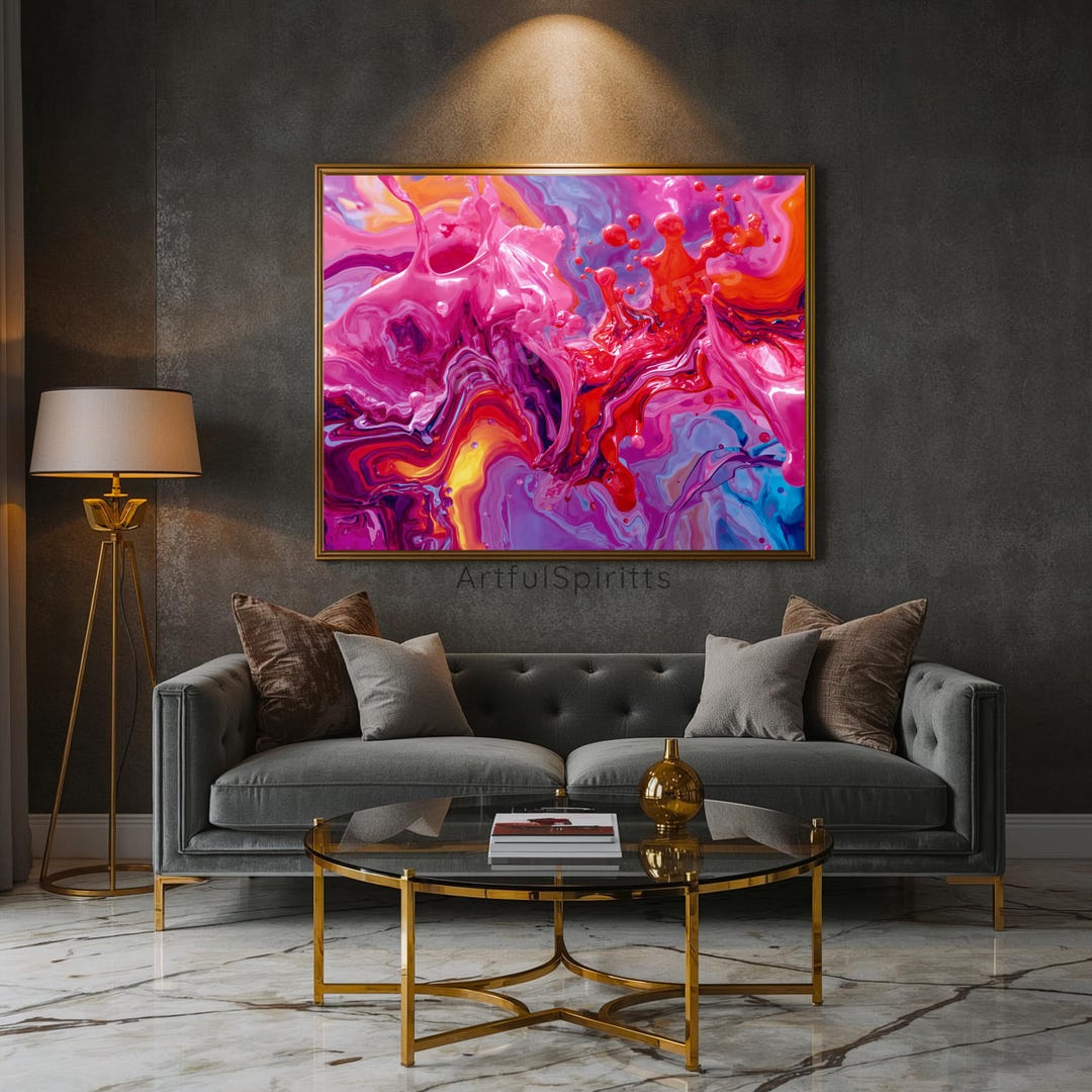 Colorful Handmade Saz Art: Modern Music Room Decor Digital - Etsy