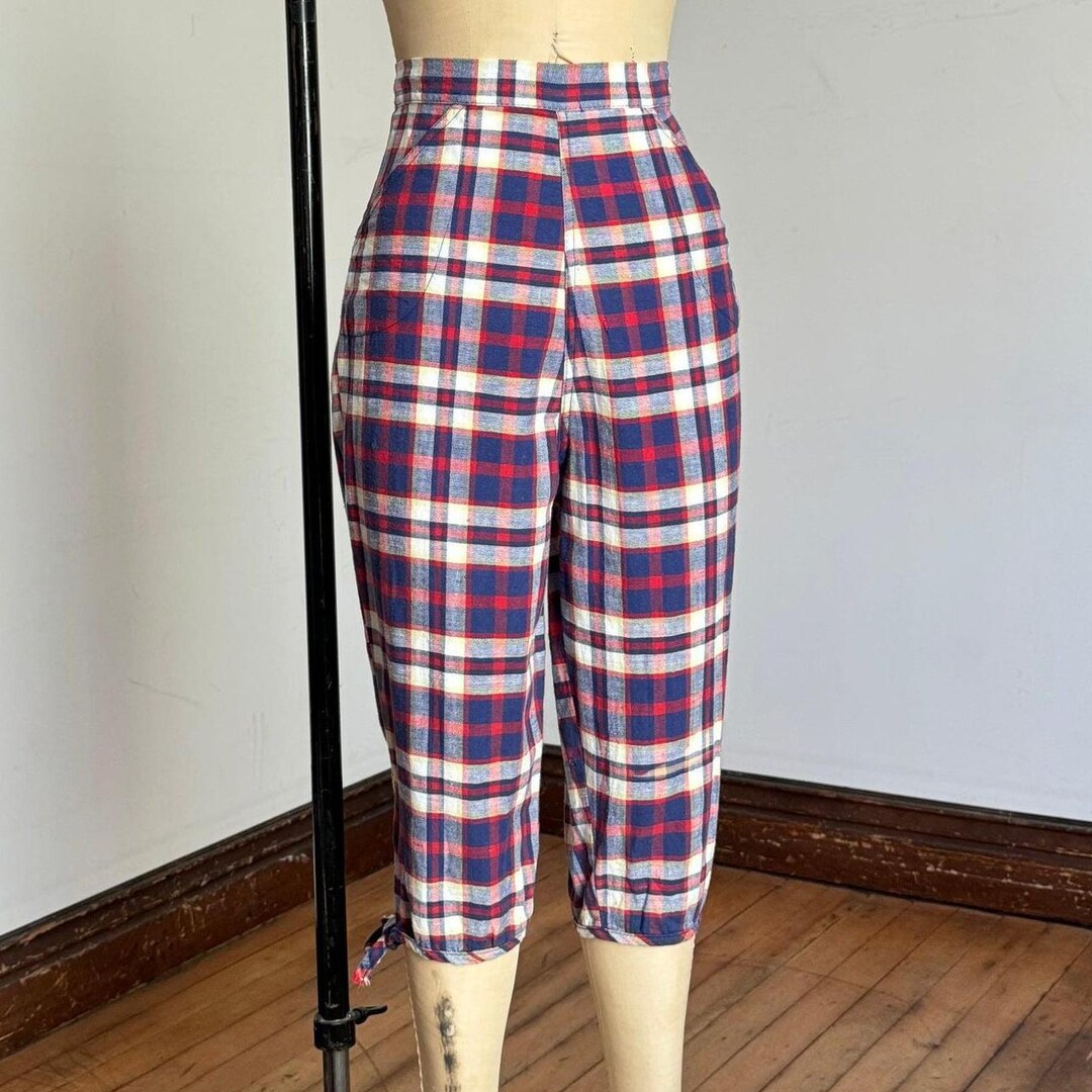 Vintage 1950s Plaid Capri Pants {s} - Etsy