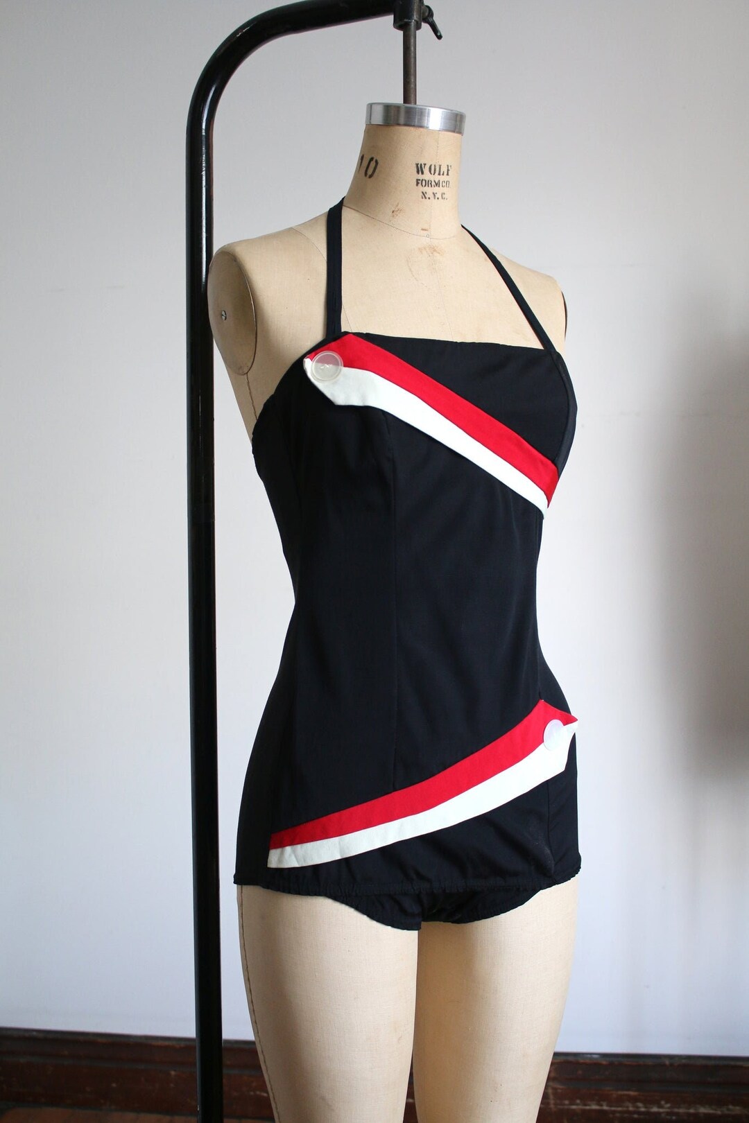 Vintage 1950s Color Block Swimsuit {s} - Etsy