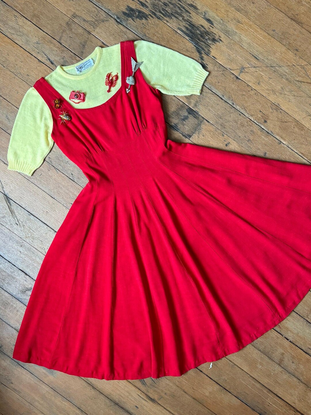 Vintage 1950s Red Jonathan Logan Pinafore Dress {xs} - Etsy