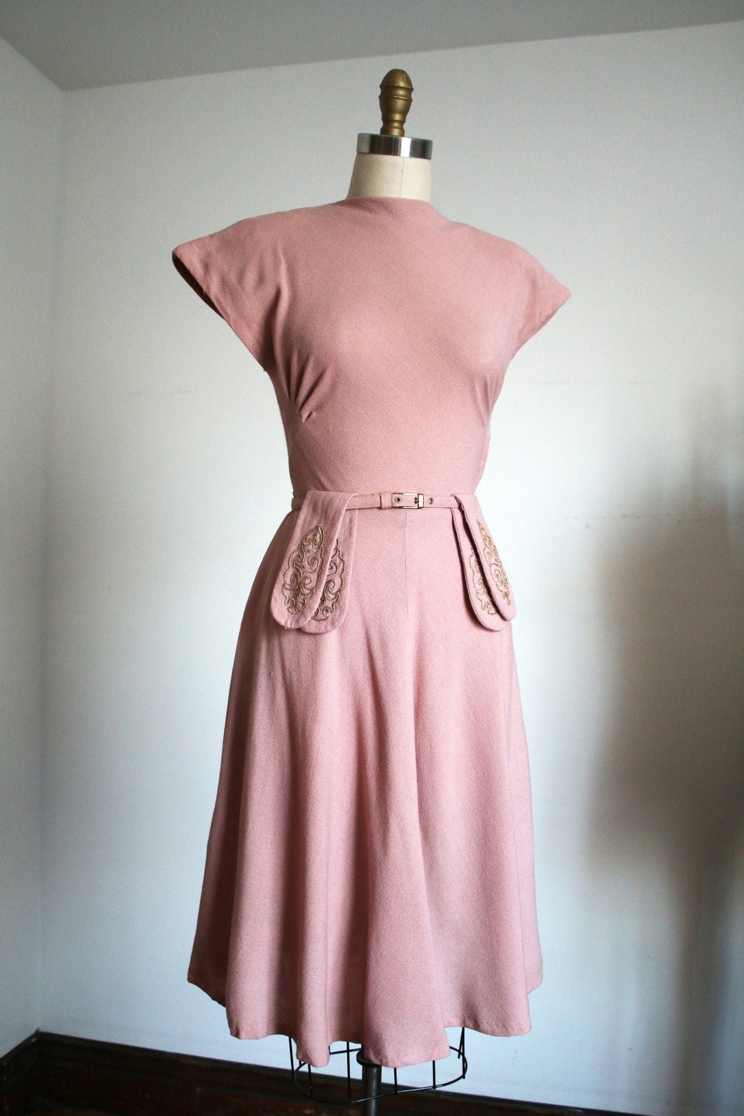 Vintage 1940s Pink Wool Dress xs - Etsy