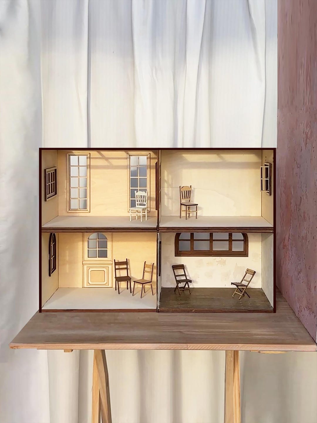 1:12 Scale Modular Dollhouse Room Box Kit | Stackable, No - Glue Laser ...