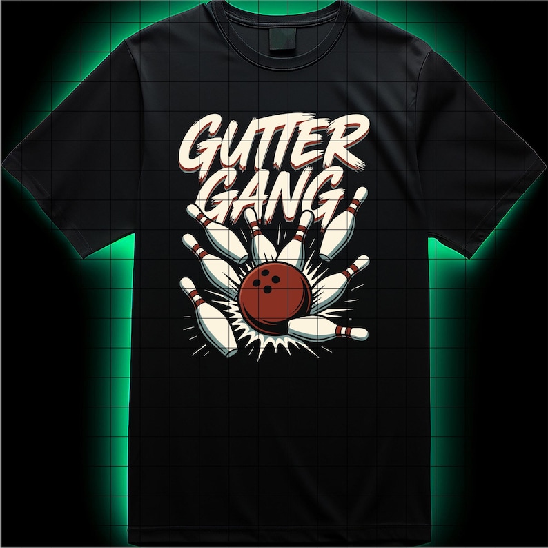 Gutter Gang Digital Download, Bowling PNG, Dark Background Print ...