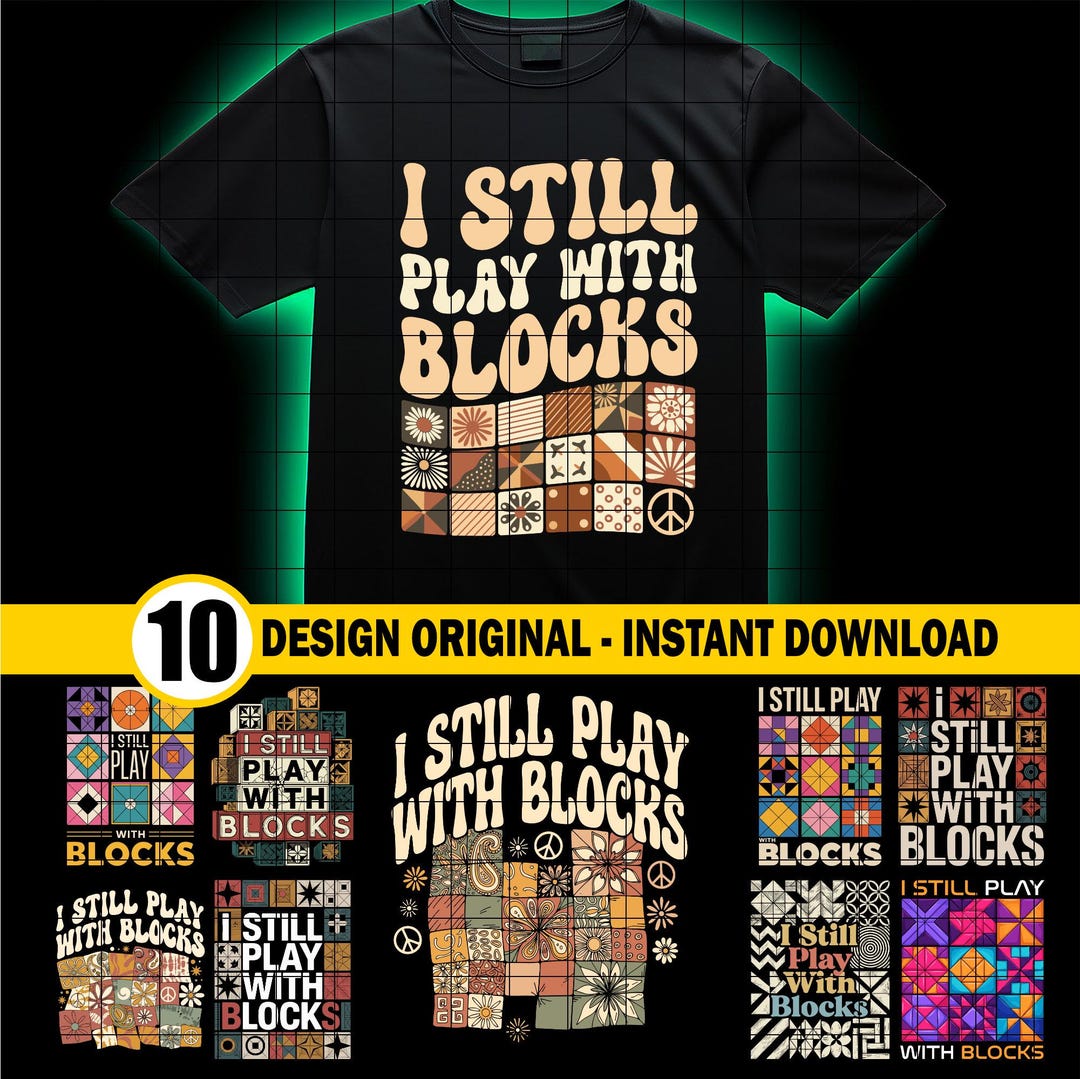 I Still Play With Blocks Digital Art, Retro Blocks Art Print, 70s ...