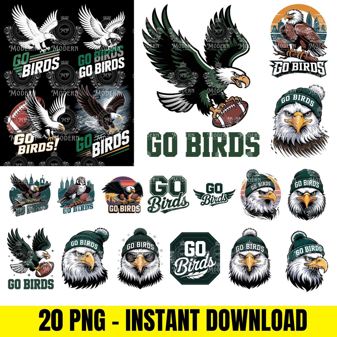 20 Go Birds Svg, Eagles Svg, Cricut, Silhouette Cut, Sundays for the Bird, Philadelphia Football ...