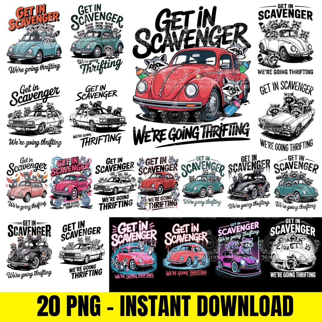 20 Funny Racoon Get in Scavenger We're Going Thrifting SVG PNG: Vintage ...
