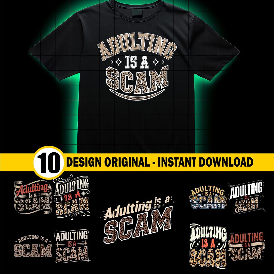 Adulting is a Scam Digital, Leopard Print Sarcastic Quote, Funny ...
