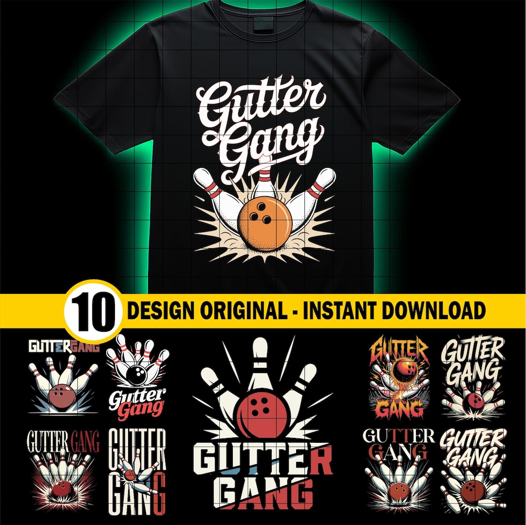 Gutter Gang Digital Download, Bowling PNG, Trendy Printable Art, 300dpi ...
