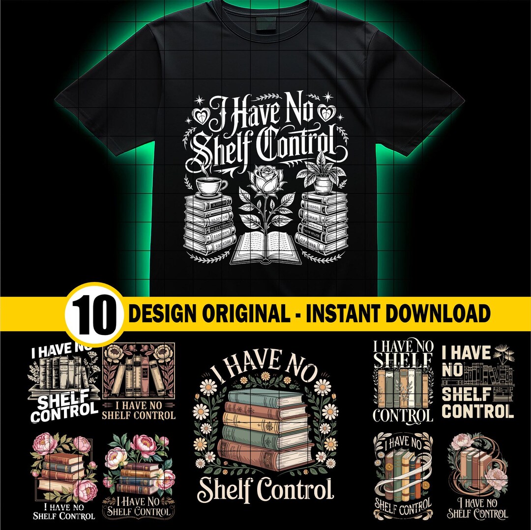 I Have No Shelf Control Book Lovers Design | Vintage Floral Bookshelf ...