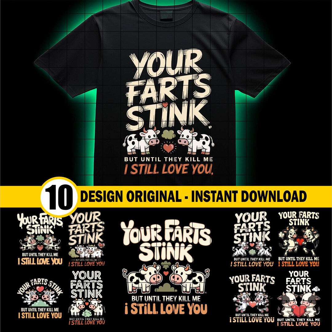 Funny Cow Digital Print, Stinky Farts Digital Art, Farm Animal Humor ...