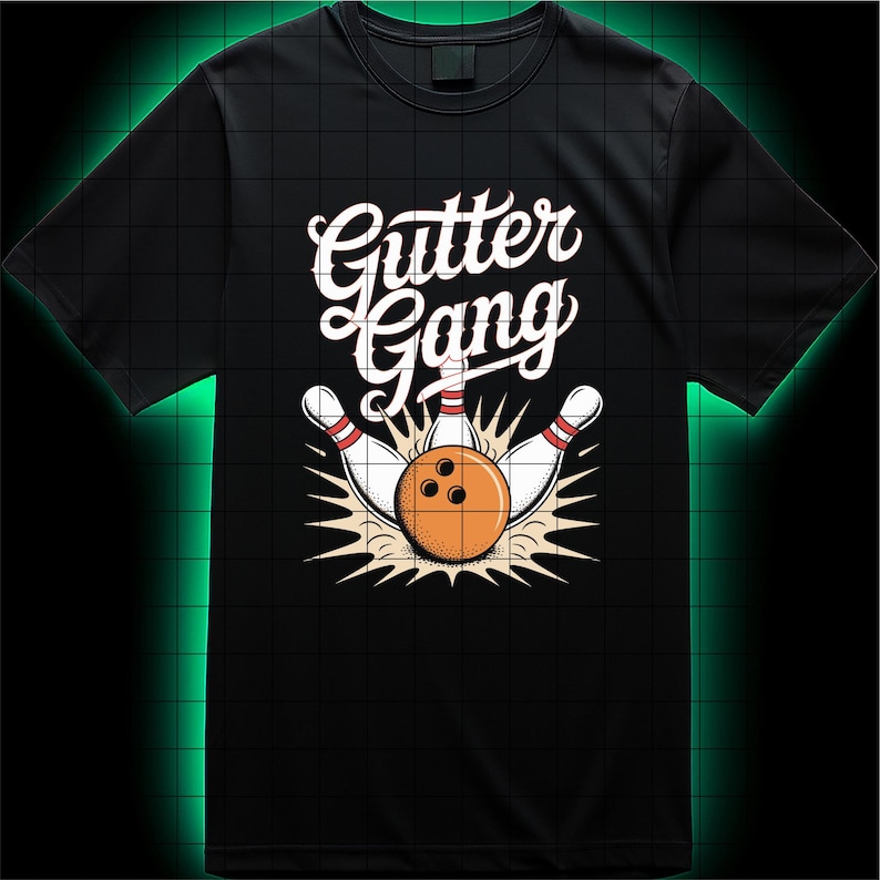 Gutter Gang Digital Download, Bowling PNG, Dark Background Print ...