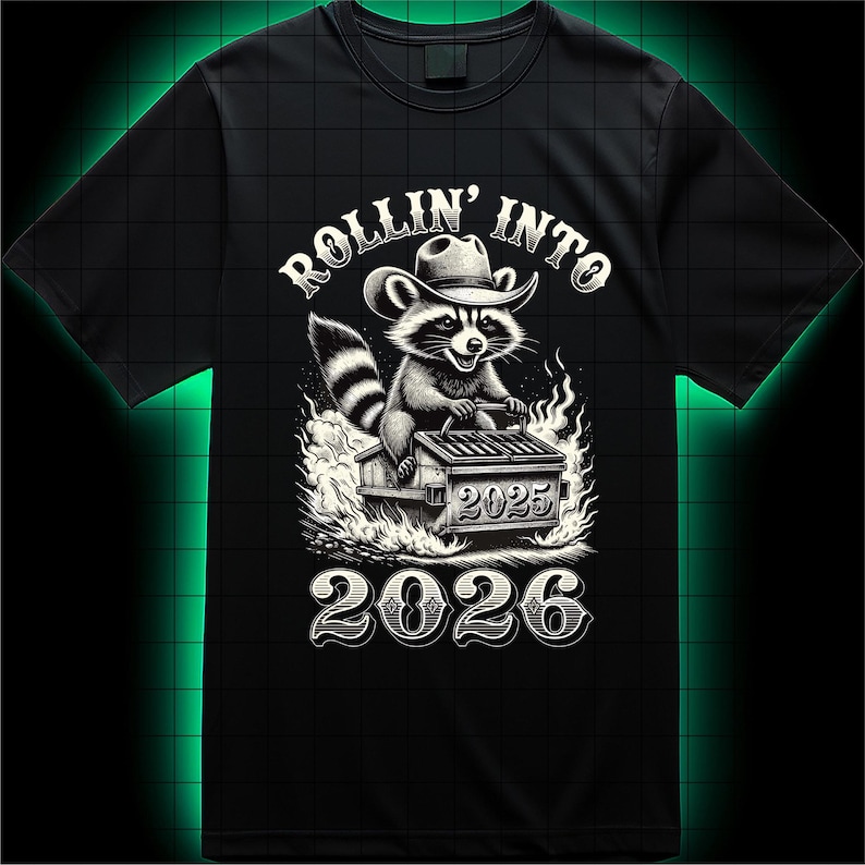 Rollin' Into 2026 Raccoon, New Year PNG, New Year New Me, Funny Raccoon ...