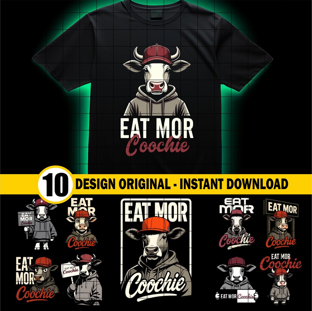 Funny Cow Hoodie Download | Eat Mor Coochie Graphic PNG | Funny Cow ...