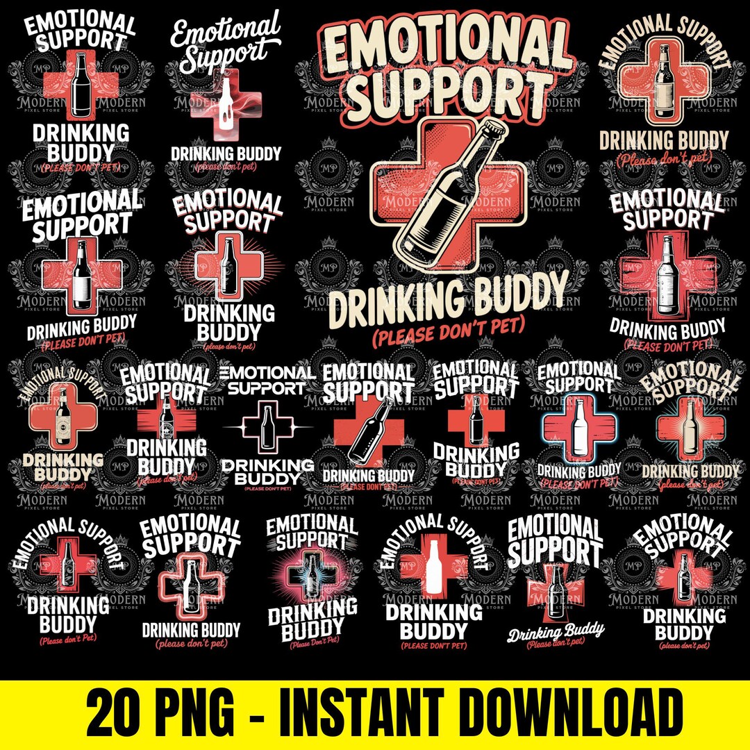 20 Design Funny Drinking Buddy SVG, Emotional Support Drinking Buddy ...