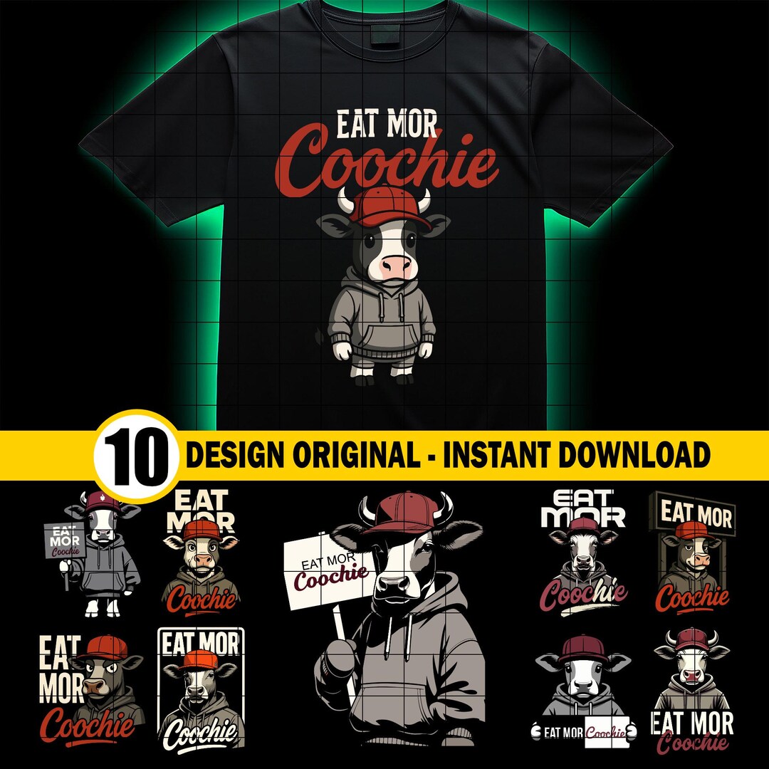 Funny Cow Hoodie Download | Eat Mor Coochie Graphic PNG | Funny Cow ...