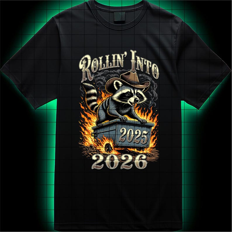 Rollin' Into 2026 Raccoon, New Year PNG, New Year New Me, Funny Raccoon ...
