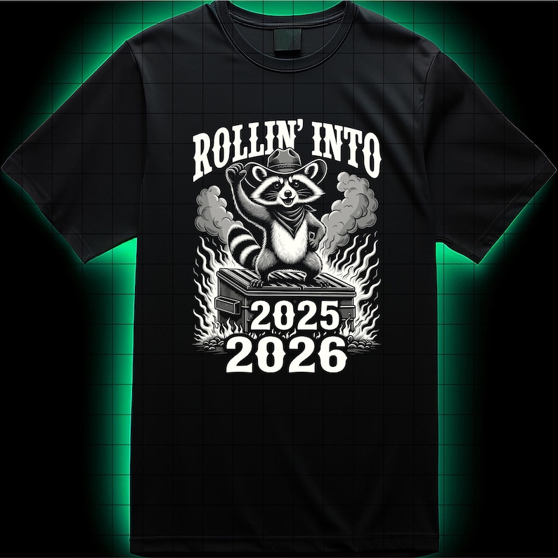Rollin' Into 2026 Raccoon, New Year PNG, New Year New Me, Funny Raccoon ...