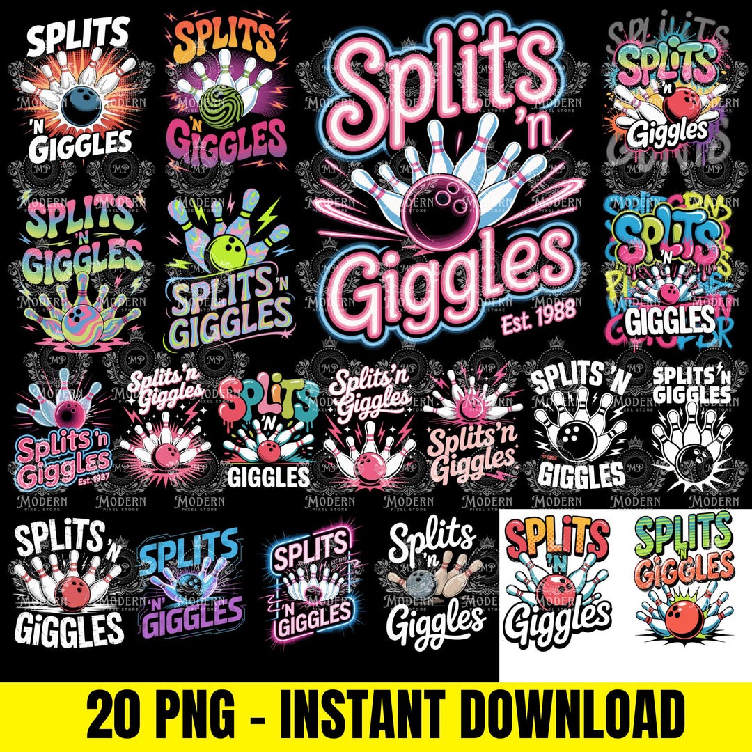 20 Splits N Giggles Bowling PNG Shirt - Funny Retro Bowling Team Tee ...