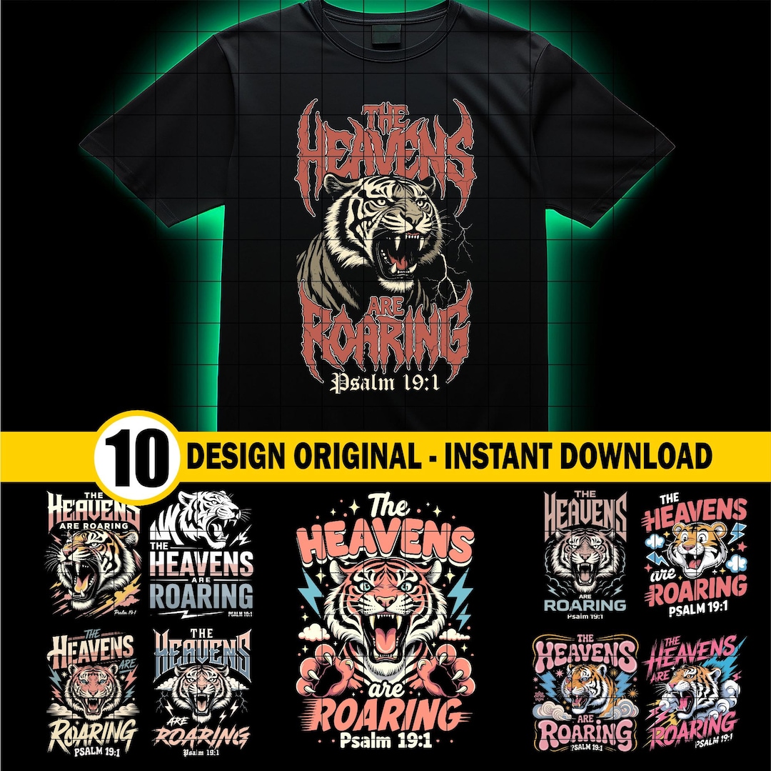 The Heavens Are Roaring Digital Art, Tiger Bible Verse Print, Christian ...