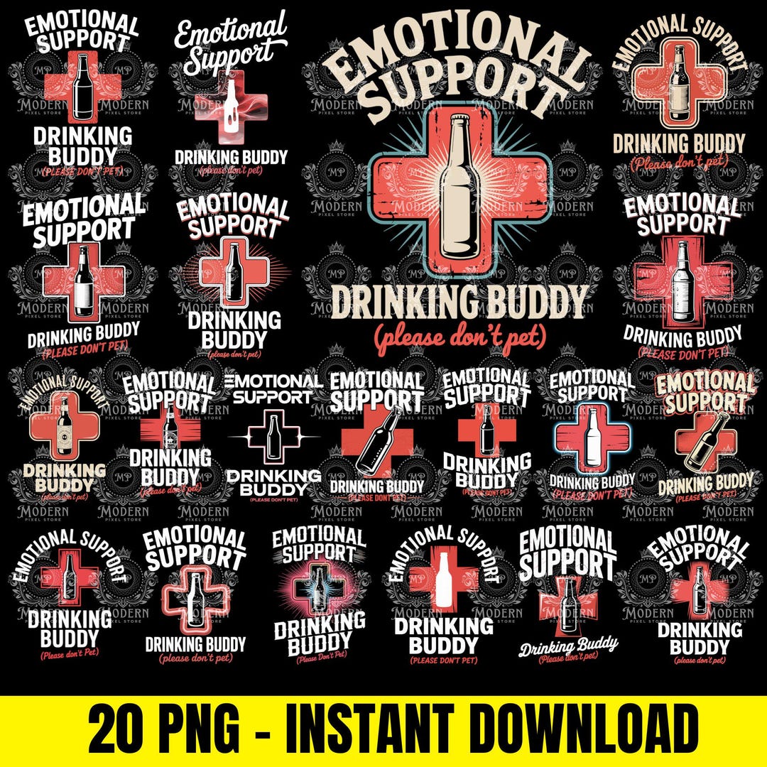 20 Design Funny Drinking Buddy SVG, Cute Emotional Support Drinking ...