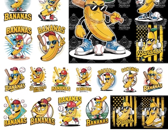 Let's Go Bananas Baseball PNG Bundle Sports Team Mascot Funny Banana ...