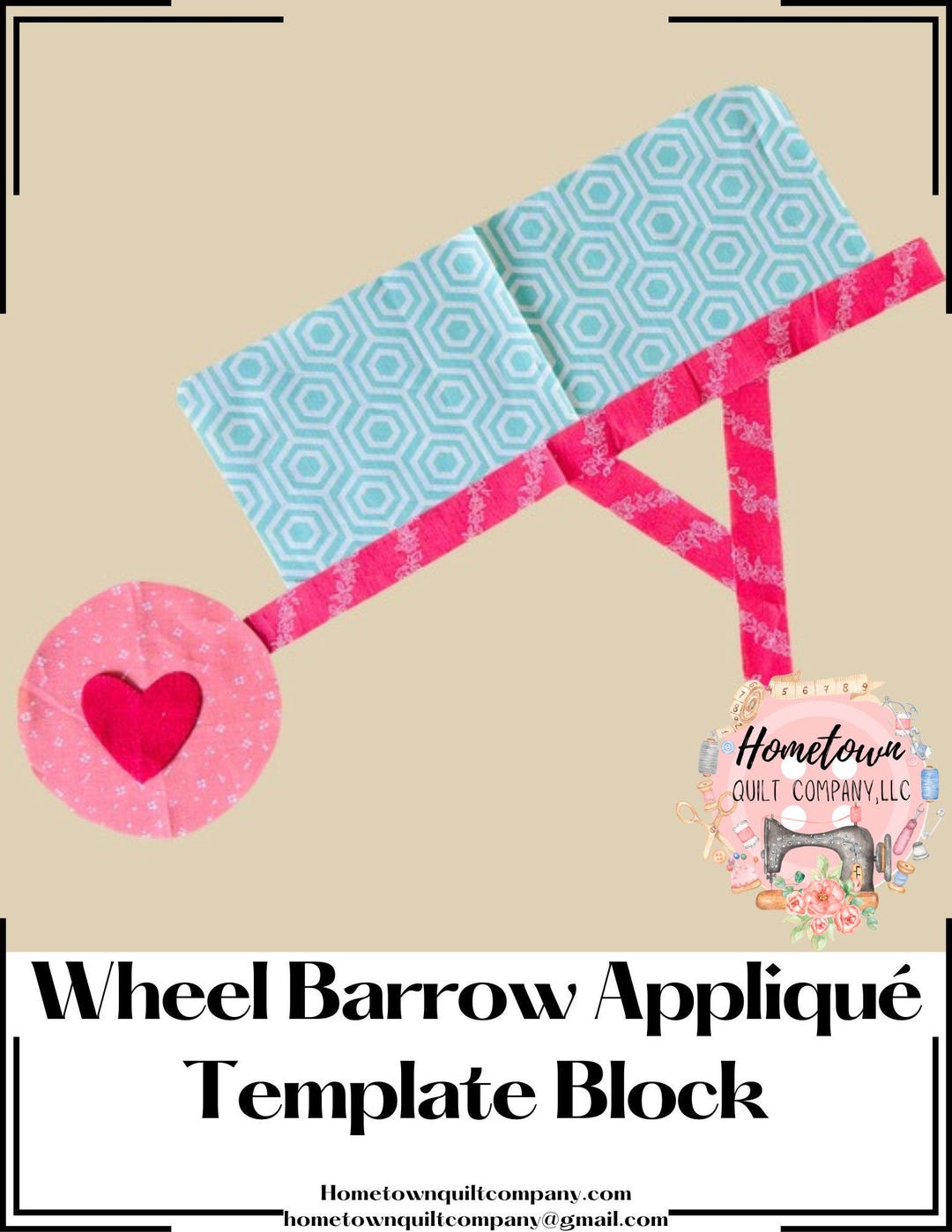 Wheelbarrow Appliqué Block Template - Etsy
