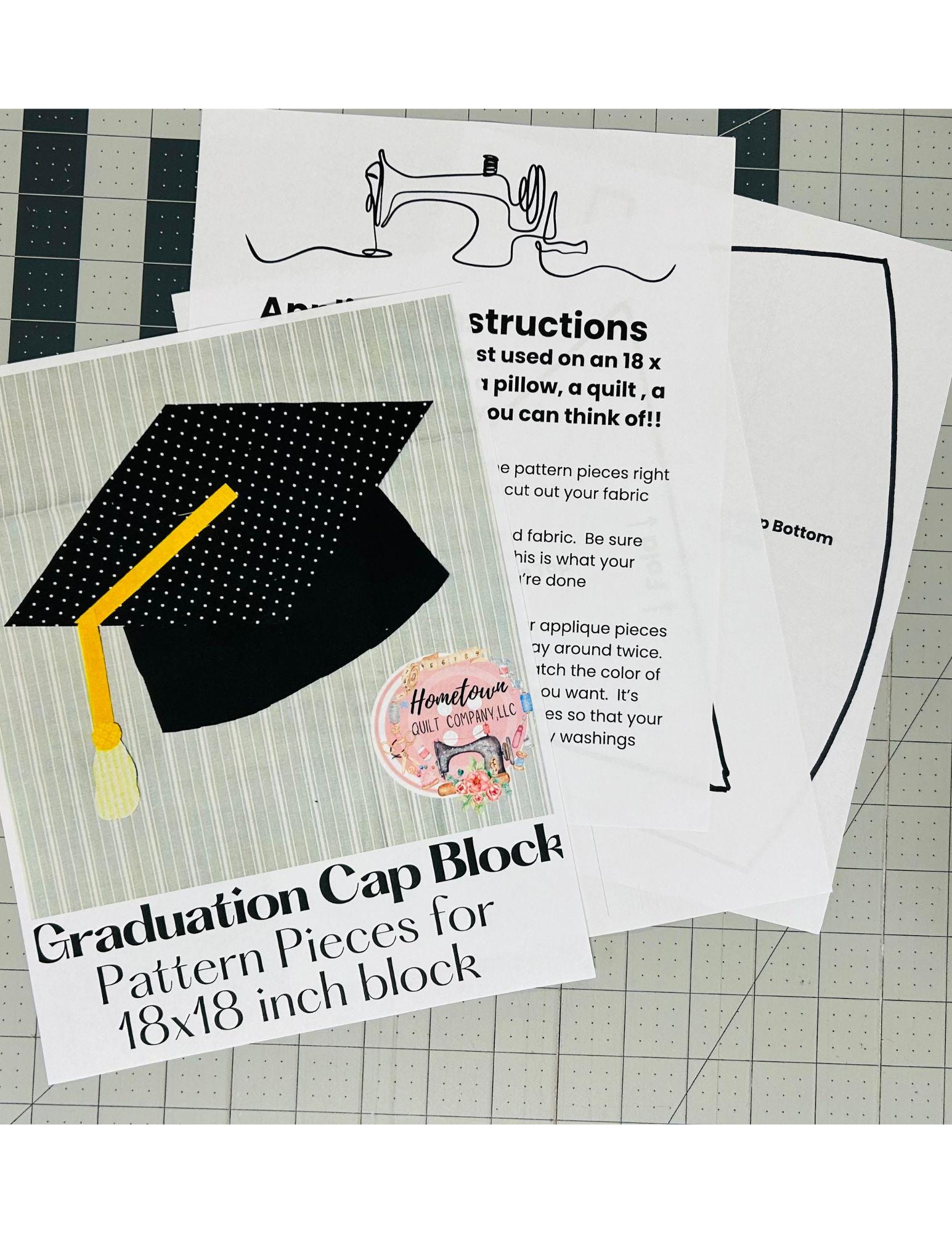 Graduation Cap Appliqué Quilt Block Pattern - Etsy