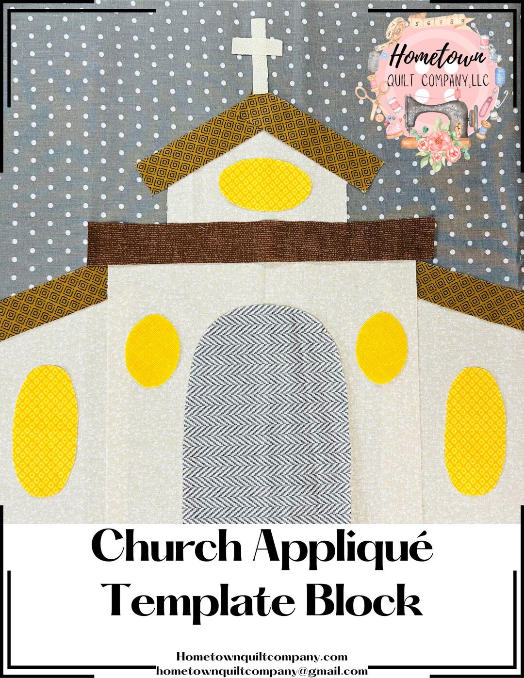 Church Appliqué Block Template - Etsy