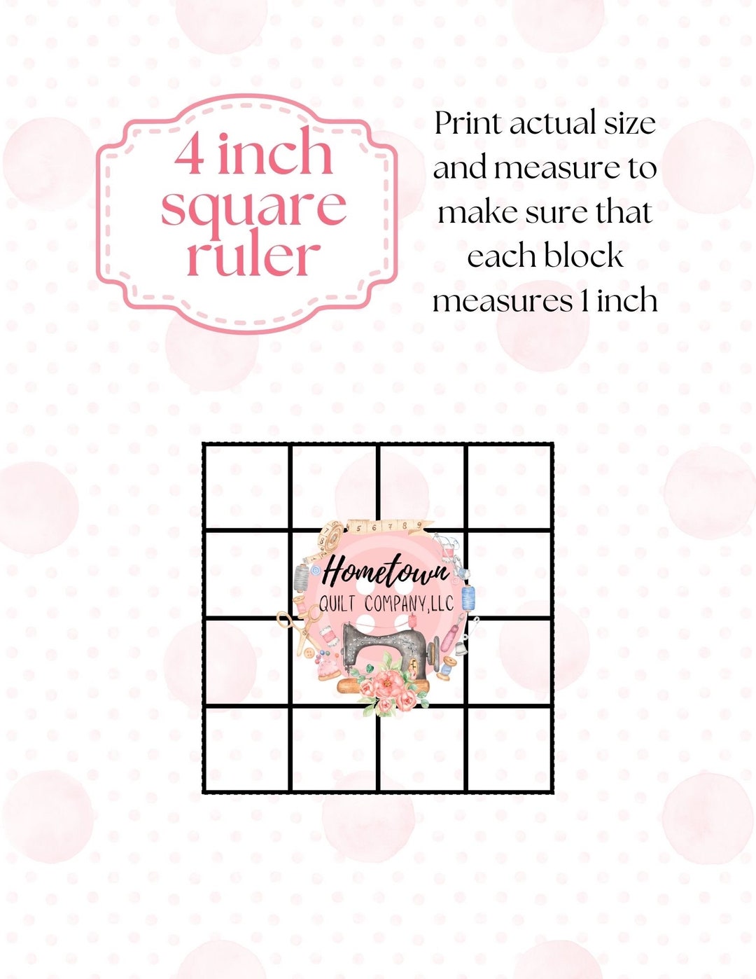 4 Inch Printable Square Ruler - Etsy