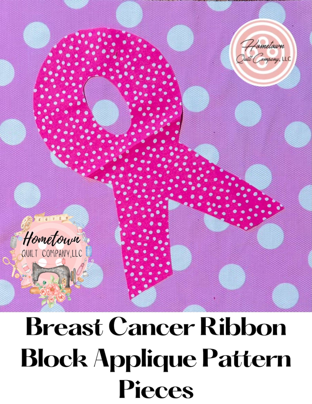 Breast Cancer Ribbon Appliqué Quilt Block Pattern - Etsy