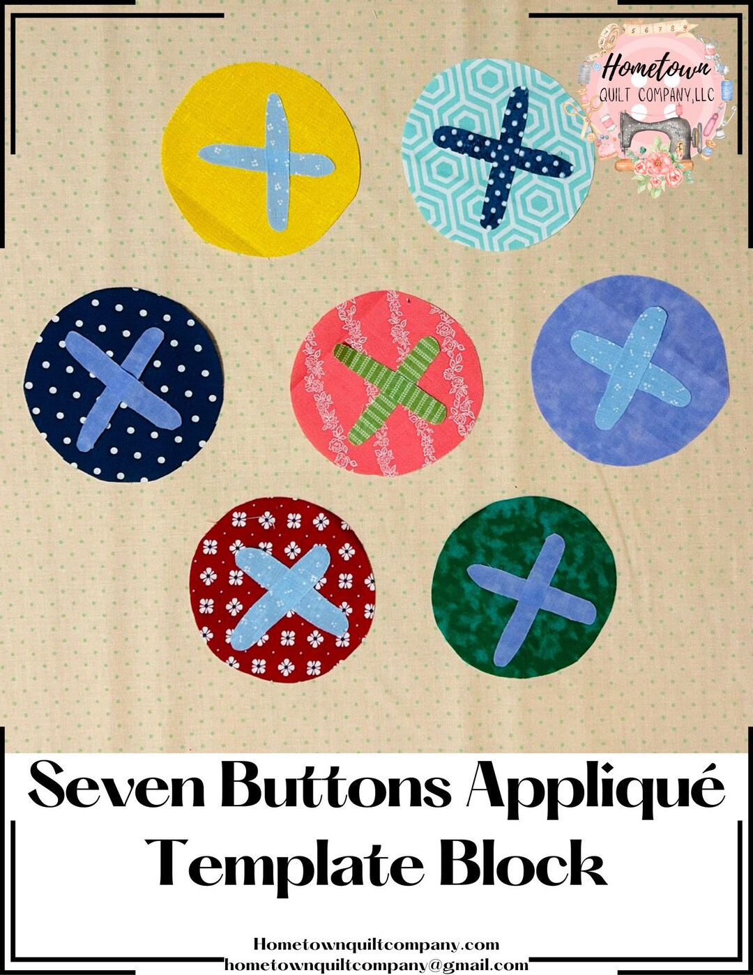 Seven Buttons Appliqué Block Template - Etsy
