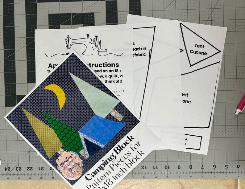 Camping Appliqué Quilt Block Pattern - Etsy