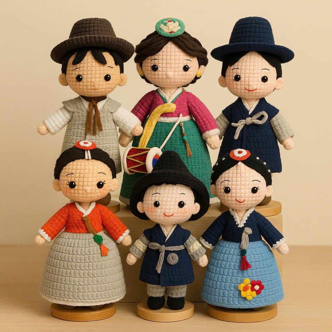 Korean Hanbok Crochet Doll, Handmade Crochet Korean Doll, Amigurumi ...
