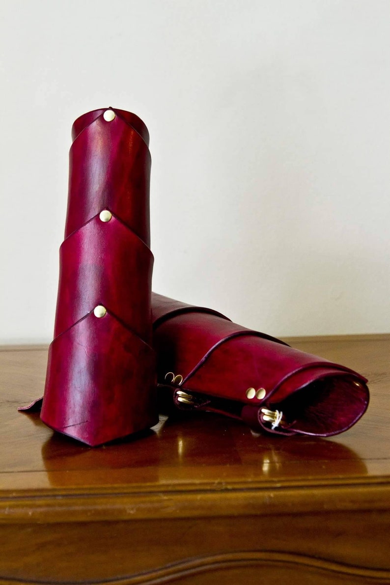 Leather 3 tier bracers | Etsy