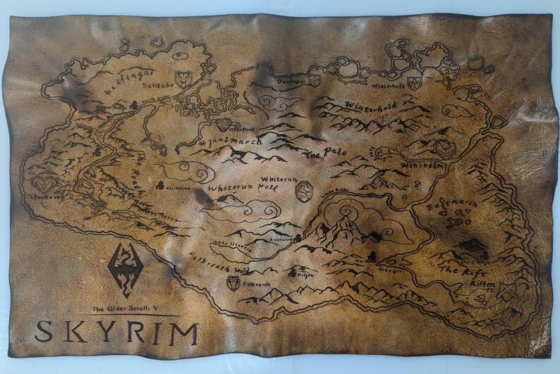 Leather Map of Skyrim - Etsy