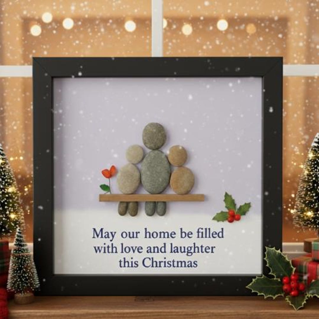 Christmas Family Pebble Art Gift. Personalized Love & Laughter Stone ...
