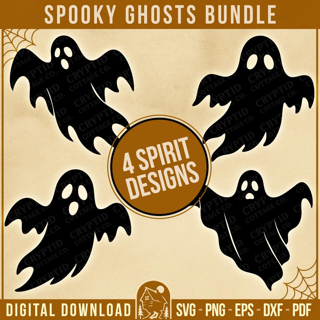 Spooky Ghost SVG Bundle | 4 Ghastly Ghost Silhouettes | Halloween ...