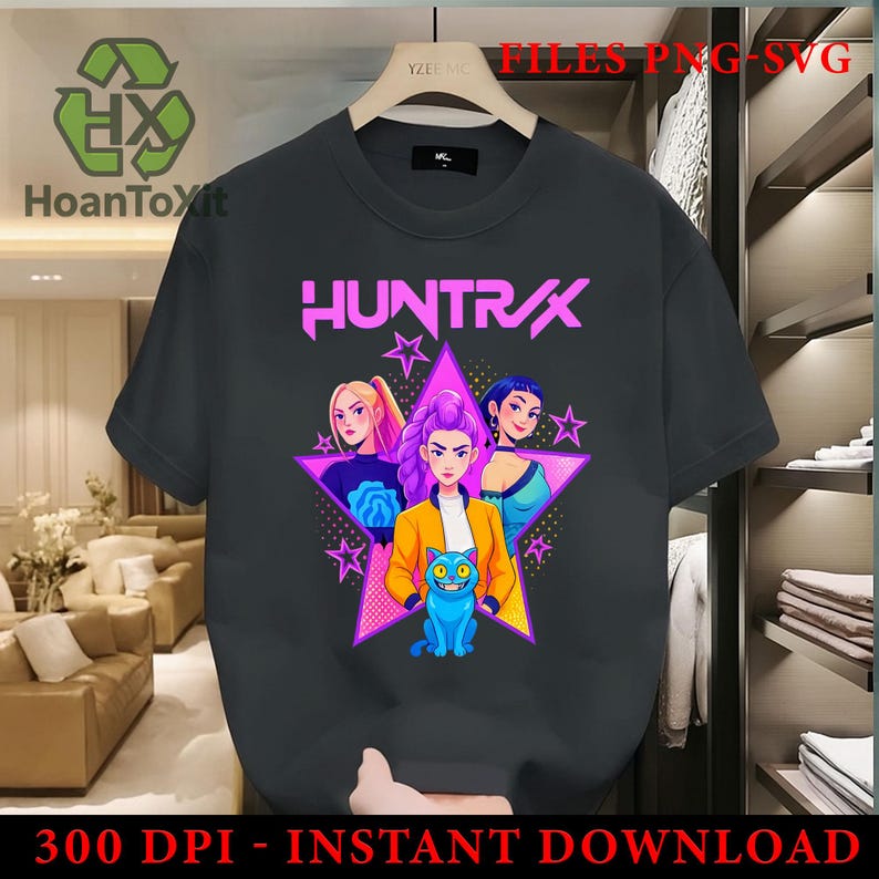 Huntrix Team Anime Girl Trio With Cat PNG, Cute Anime Characters ...