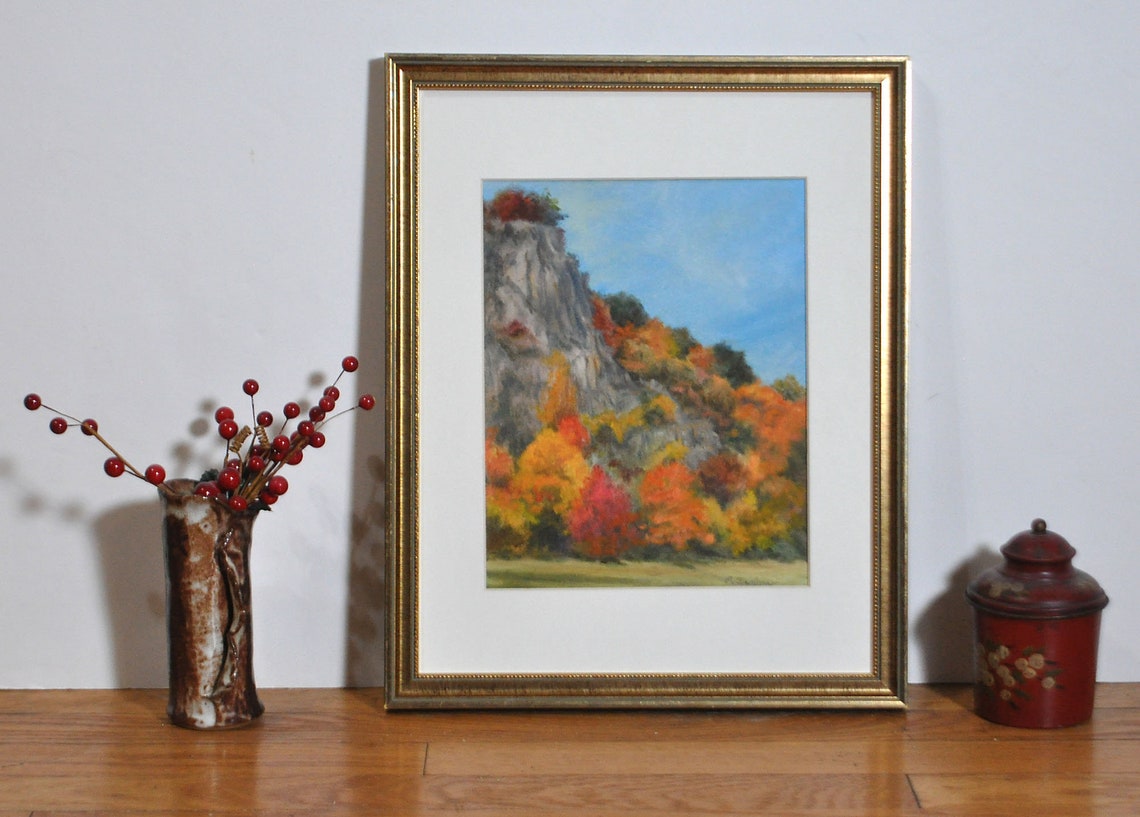 Hook Mountain Fall Landscape Art Print, Nyack, NY, Autumn Oil Painting ...