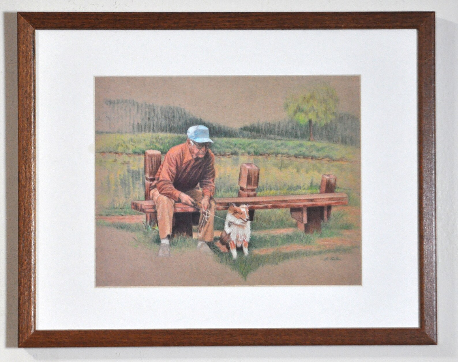Old Man and Dog in Park Art Man and Dog Art Print Old Man - Etsy