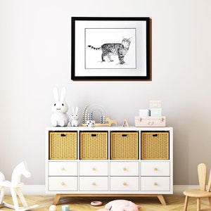 Cat Drawing Print, Tabby Cat Art, Tabby Cat Drawing, Cat Art Print ...
