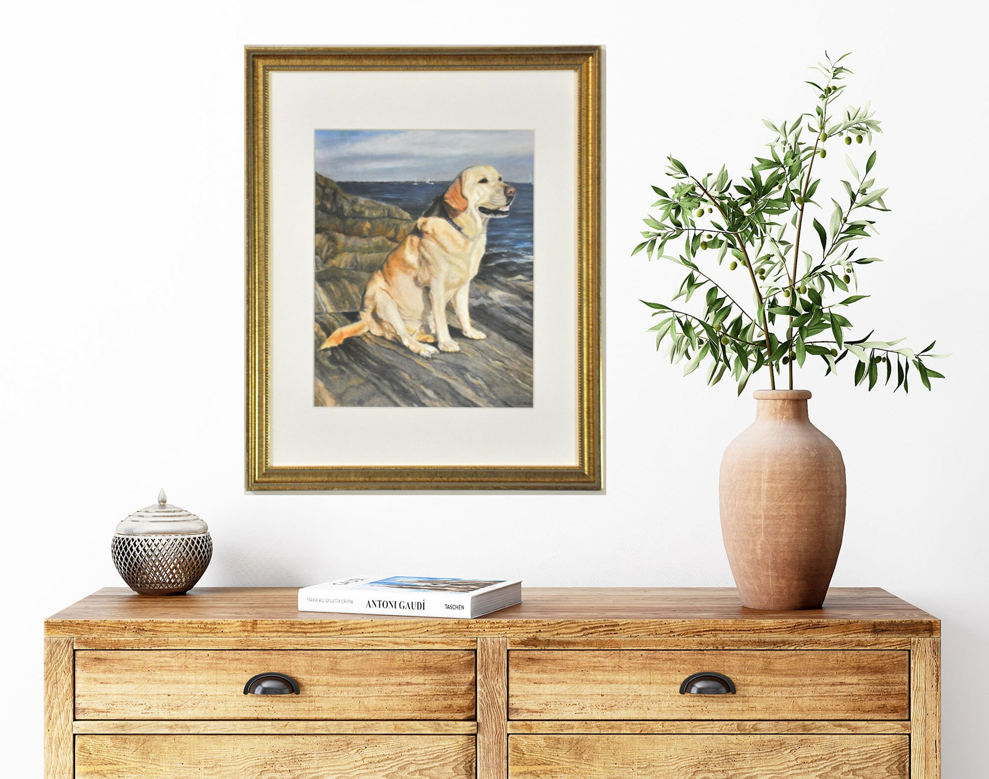 Yellow Labrador Retriever Art Print, Yellow Lab on Rocks Art, Yellow ...