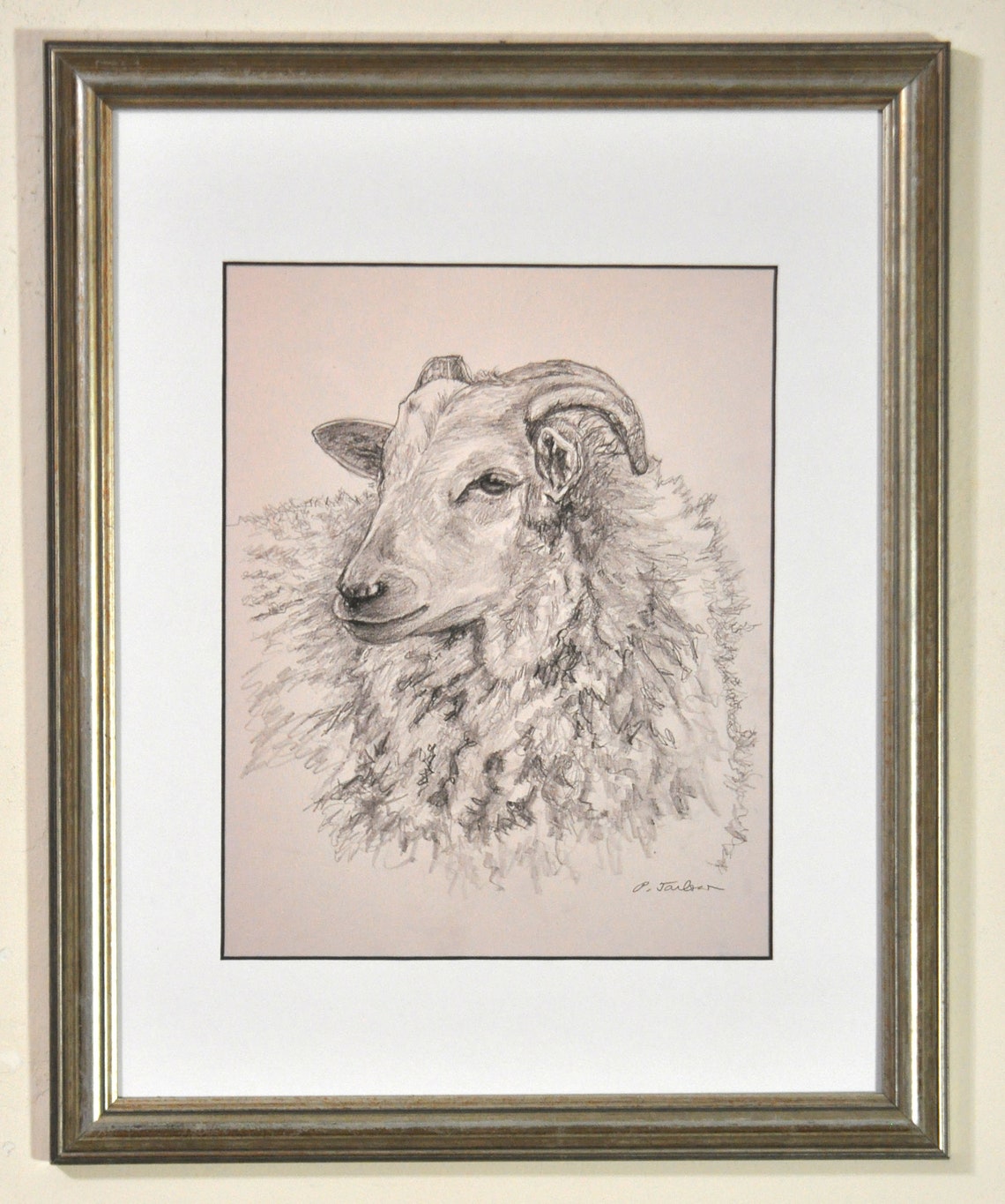 Sheep Pencil Drawing Art Print, Sheep Portrait, Farm Animal Art, Farm ...